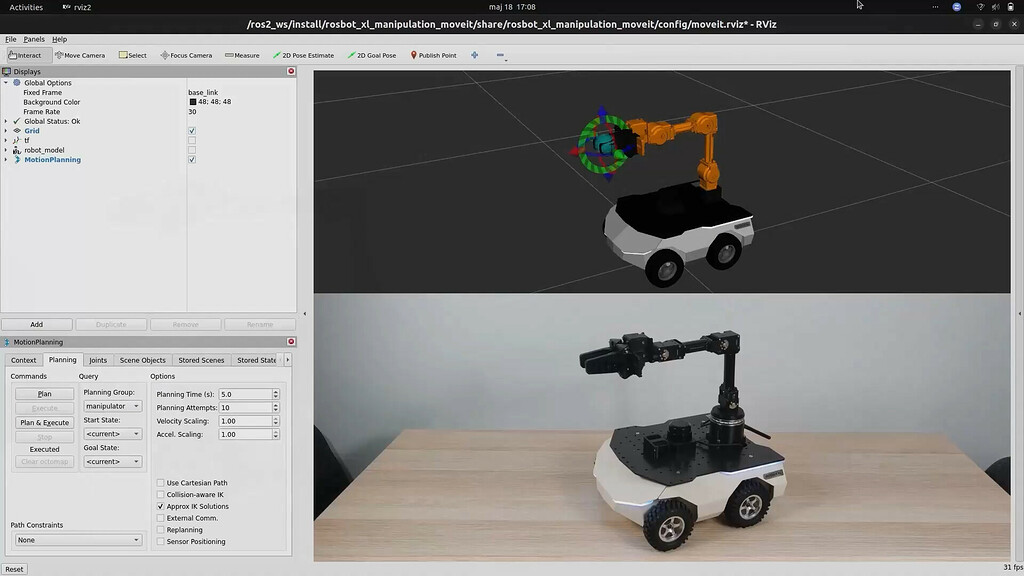 Tutorial on controlling OpenMANIPULATOR-X integrated with ROSbot XL - DYNAMIXEL Showcase - ROBOTIS