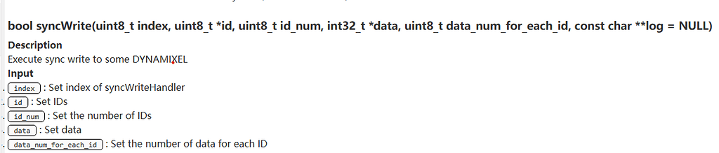 How to use syncWrite of DynamixelWorkbench? - Arduino - ROBOTIS