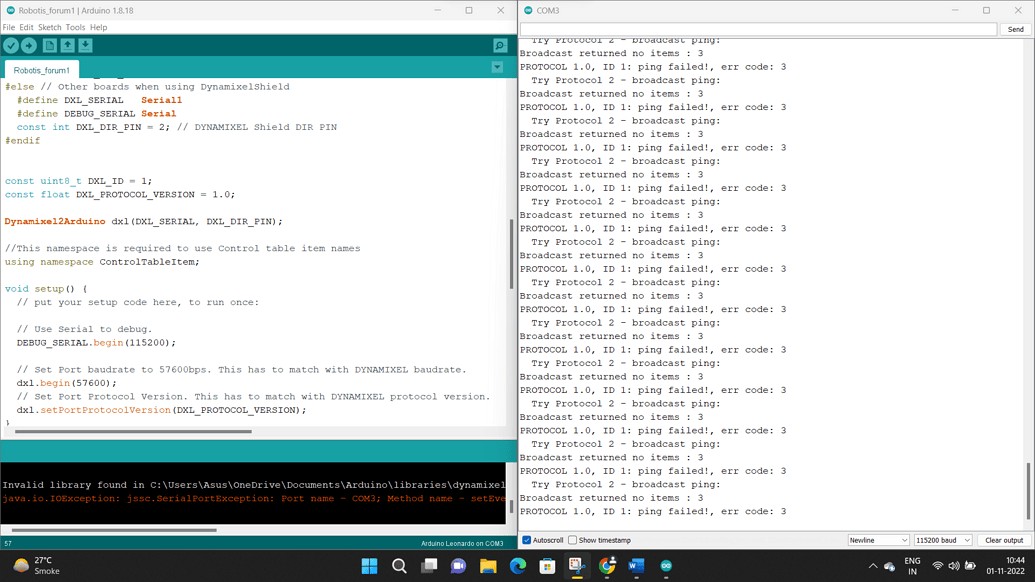 Unable to rotate AX-12A motor with Arduino UNO and Dynamixelshield - Technical Support - ROBOTIS