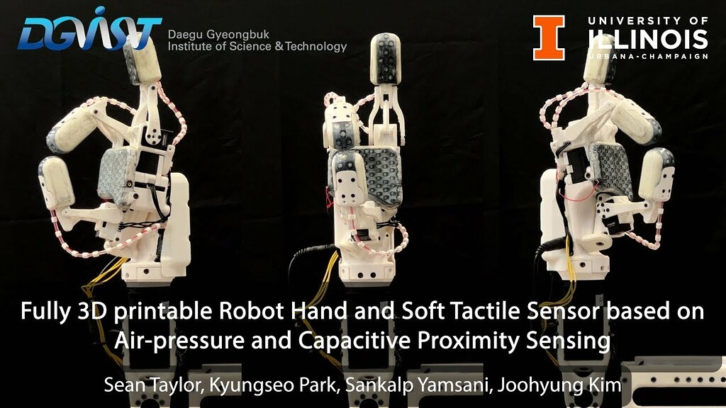 3d Printable Robot Hand And Tactile Sensor Based On Air Pressure And Capacitive Proximity