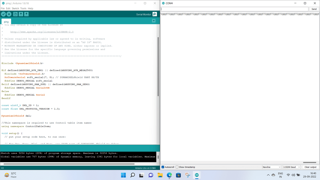 Unable To Rotate Ax 12a Motor With Arduino Uno And Dynamixelshield Technical Support Robotis